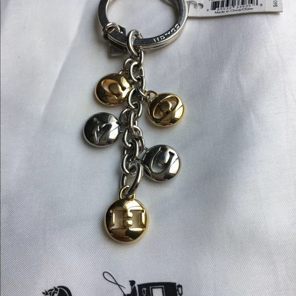 Coach | Accessories | Coach Signature Goldsilver Letters Keychain ...